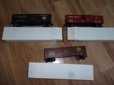 3 ORIGINAL LOT KRIS KMT MODEL TRAINS FREIGHT CARS REA NYC LEHIGH VALLEY ...