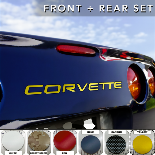 YELLOW 1/16 RAISED LETTERS FOR C5 CORVETTE 97-2004 FRONT + REAR US MADE ...