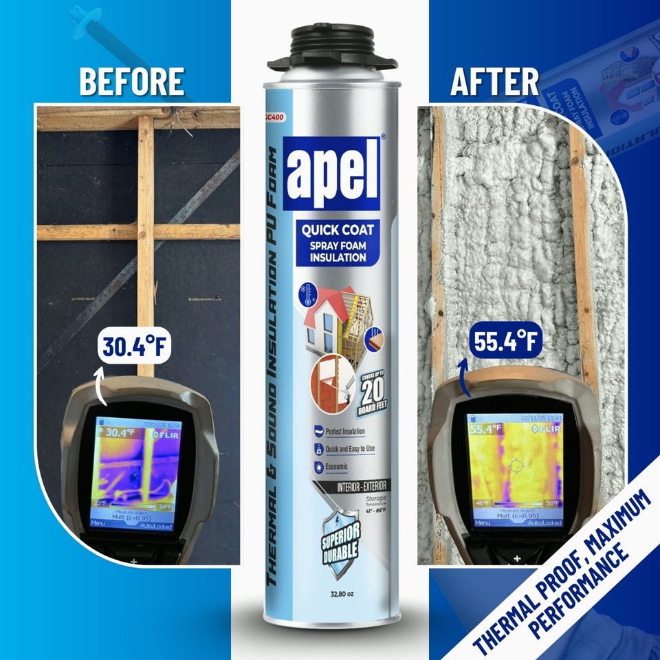 Apel Spray Foam Insulation Kit (12 x 32.80 oz./240 Bd ft) Heat and ...