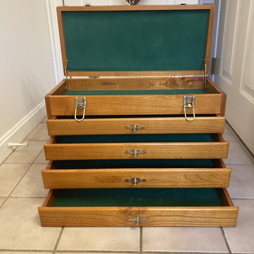 SISCO OAK HARDWOOD UTILITY CHEST Felt Lined JEWELERS COLLECTORS ...