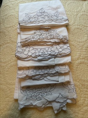 VTG Lot 5 Pillowcase Battenburg Lace 100% Cotton White W/blue Pillow ...