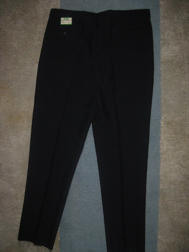 Mens Pants tall Navy Blue 46 x 32 34 36 unhemmed pleated Stance New | eBay