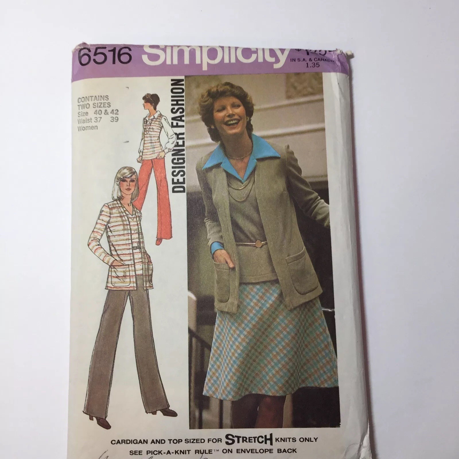 Simplicity 6516 Size 40 42 Women's Unlined Cardigan Top Stretch Knits ...