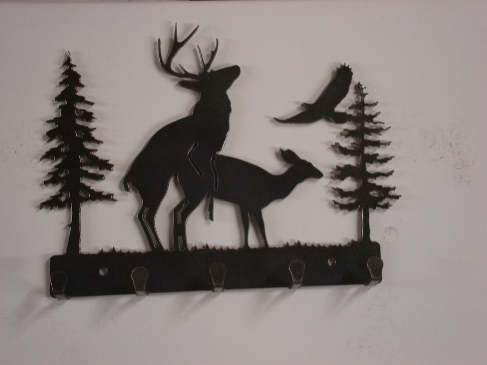 BOW HUNTERS AND DEER KEY HANGERS Hand Crafted Wall Art Signs | eBay