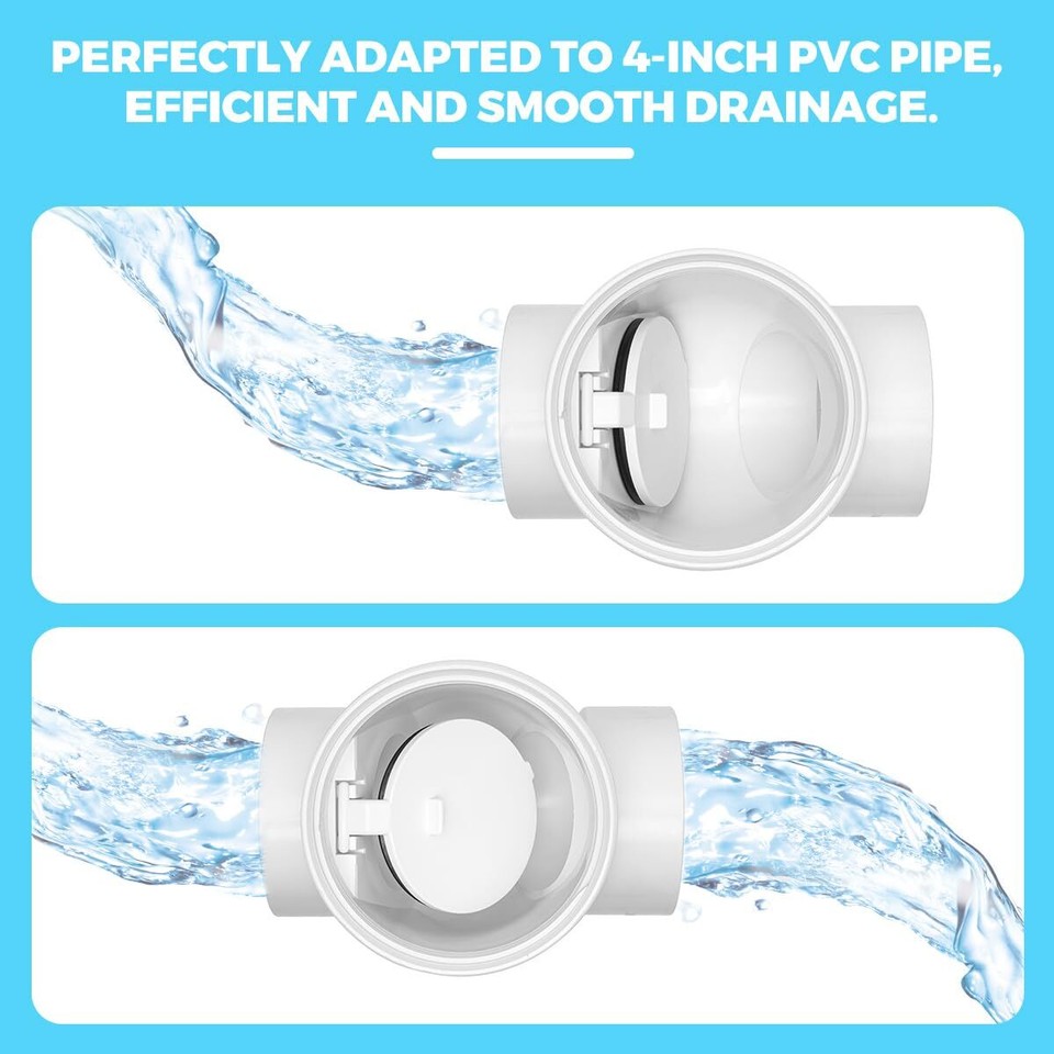 4" PVC Backwater Valve, 4 Inch Back Flow Preventer Valve, Backflow ...