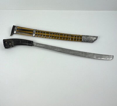 Antique Sword Golok Indonesian Silat Parang Machete Original Sheath ...