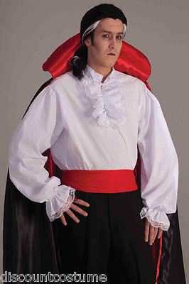 VAMPIRE COLONIAL PIRATE RUFFLED SHIRT ADULT HALLOWEEN COSTUME SIZE ...