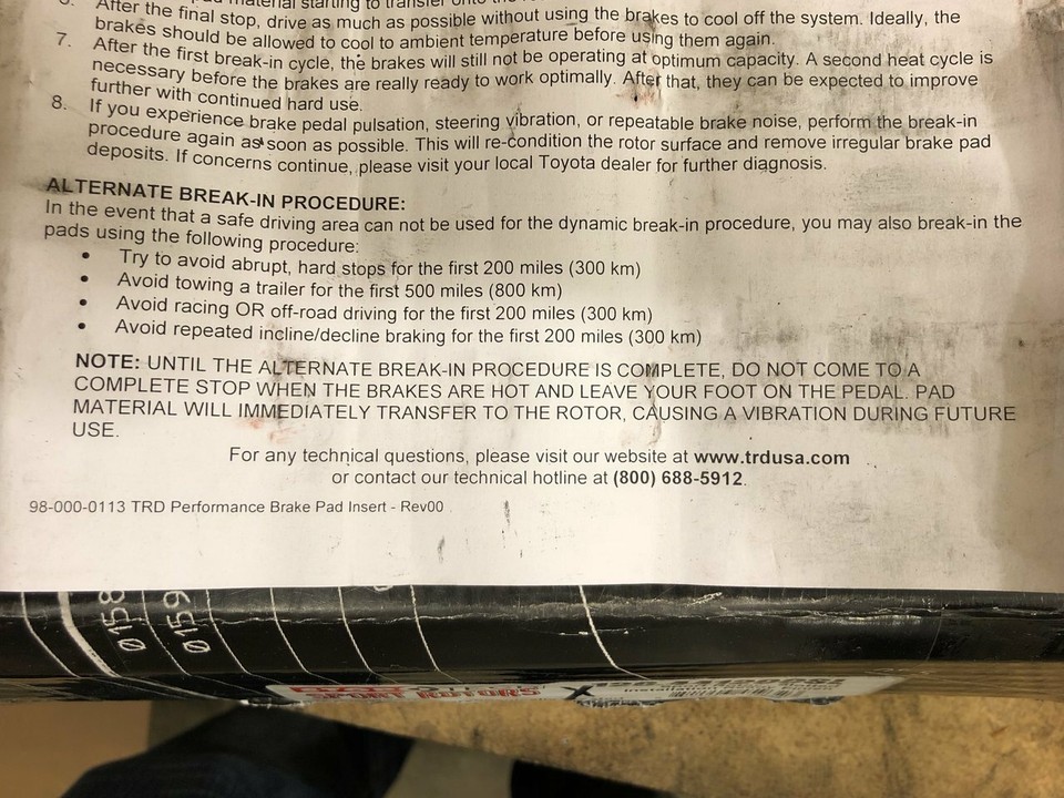 TOYOTA 4RUNNER FJ CRUISER SEQUOIA TACOMA FRONT TRD BRAKE PADS GEN PTR09 ...