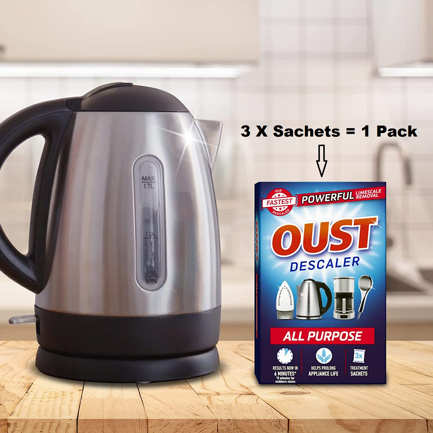 OUST DESCALER Sachets All Purpose Kettles Steam Iron Limescale Remover ...
