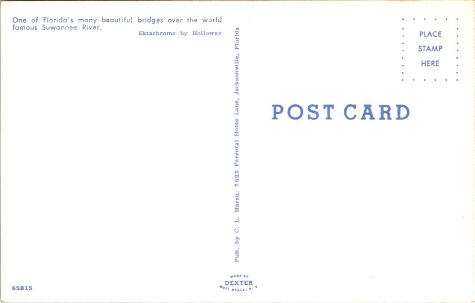 Suwannee River Bridge Florida 1960s Way Down Sign Dexter Press Holloway ...