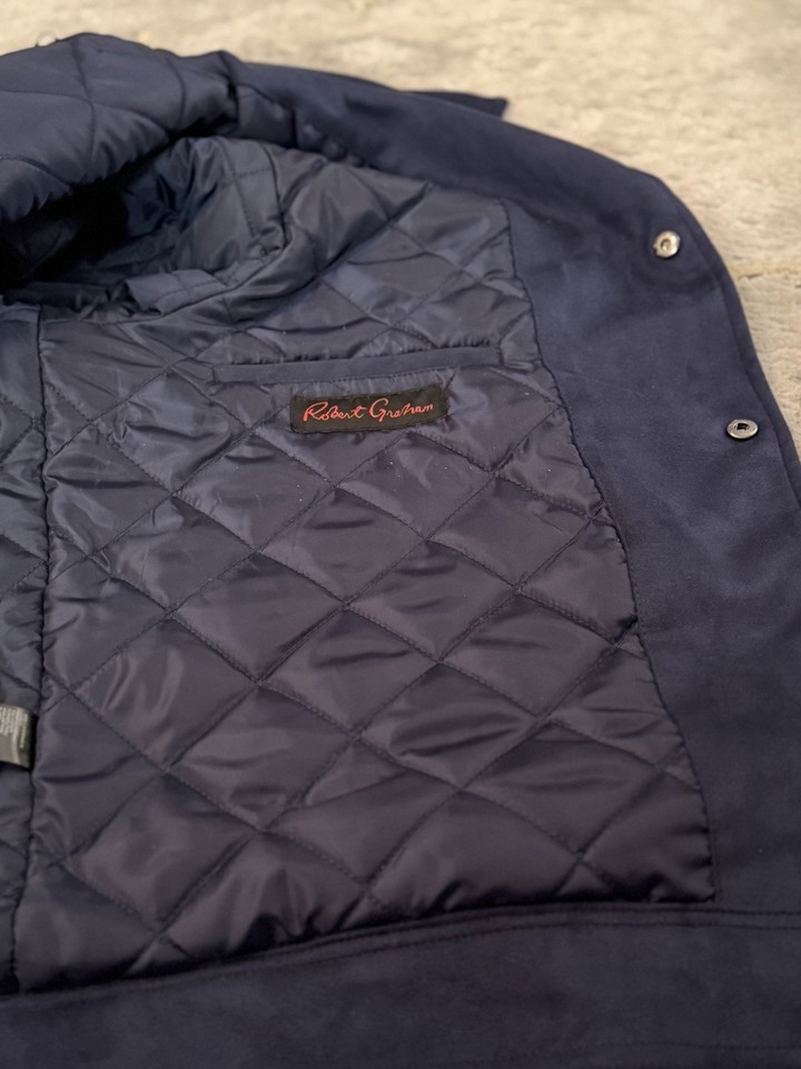 Robert Graham Suede Navy Utility Jacket RG-129. Men's Large | eBay