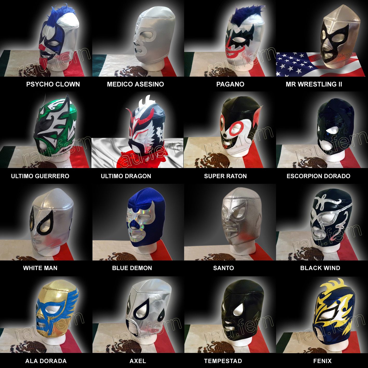 Wrestling Mask Santo Blue Demon Villano Psycho Pagano Ultimo Guerrero ...