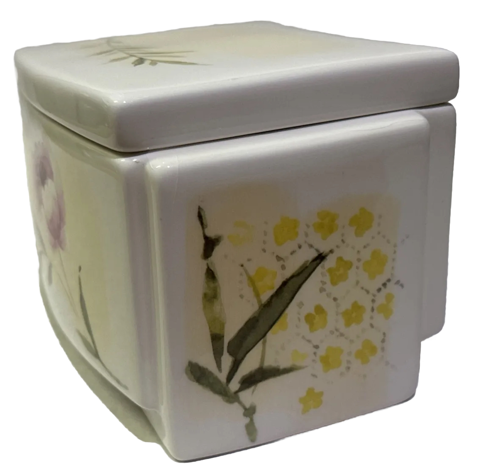 Ceramic Croscill Home Vanity Bathroom Cosmetic Cotton Q-Tip Box Jar Lid ...