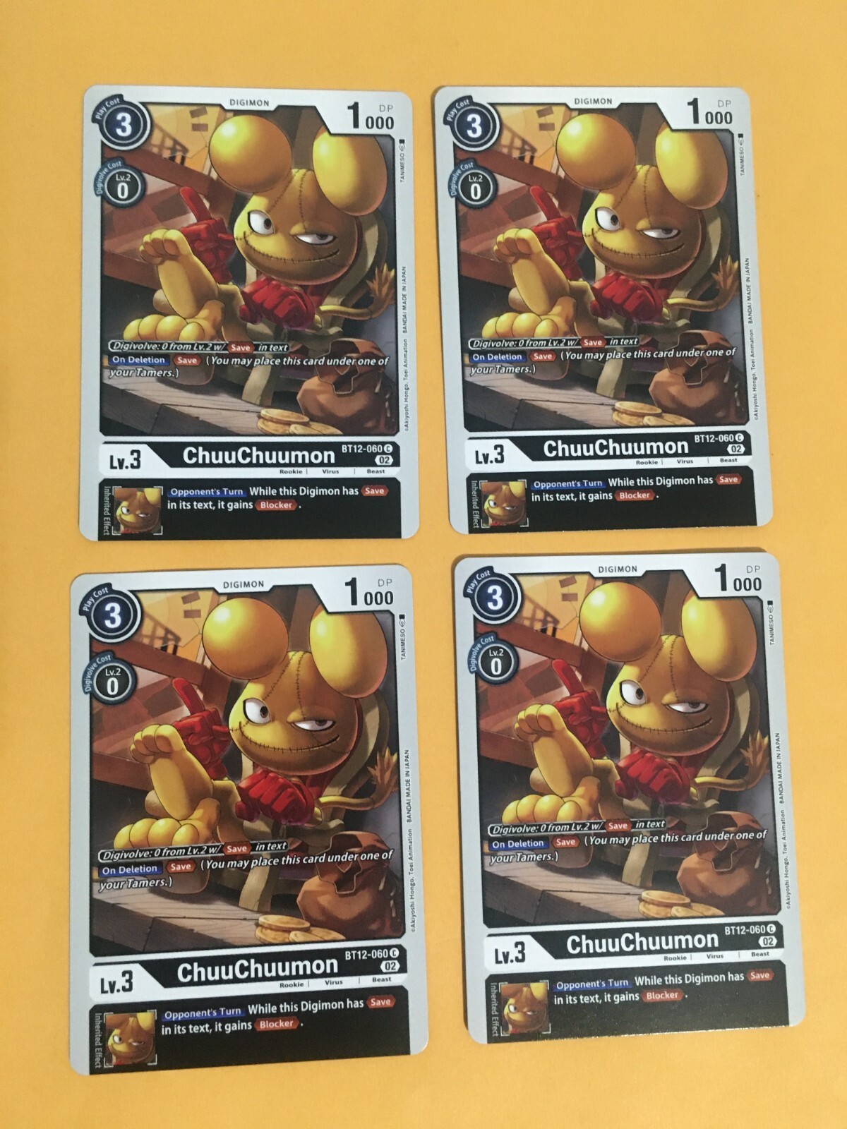 4x ChuuChuumon BT12-060 C (Playset) Digimon CCG | Across Time Near Mint ...