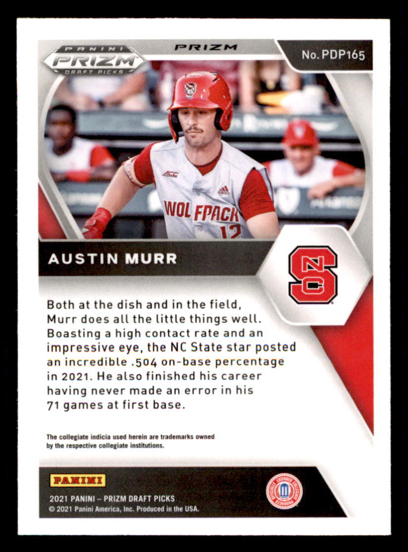 2021 Panini Prizm Draft Picks Prizms Pink Velocity #165 Austin Murr | eBay