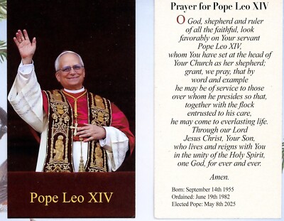Pope Leo XIV - Prayer for the Pope - Paperstock Holy Card 567B | eBay