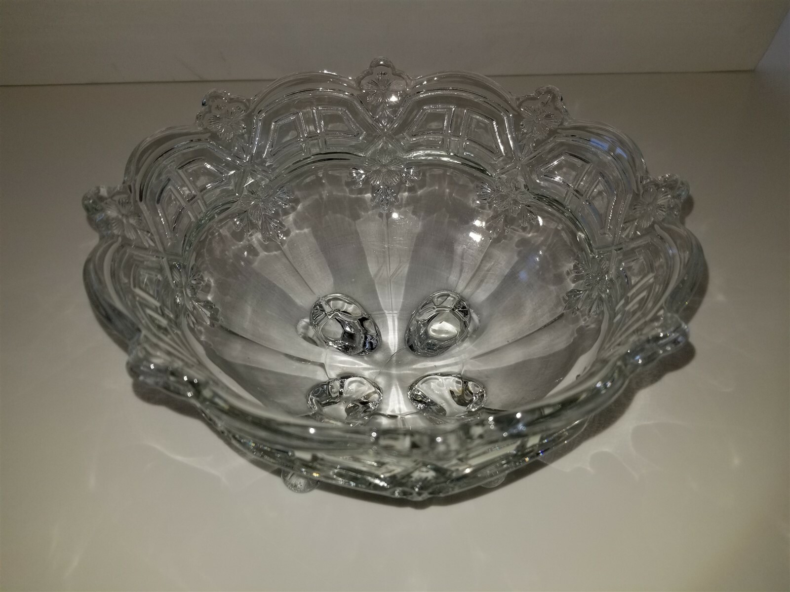 EAPG US GLASS ATHENIA ATHENA REVERSE 44 PANELLED 44 FOUR FOOTED BOWL ...