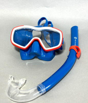 New U.S. Divers Kids Blue/Red Silicone Swimming Mask & Snorkel Set ...