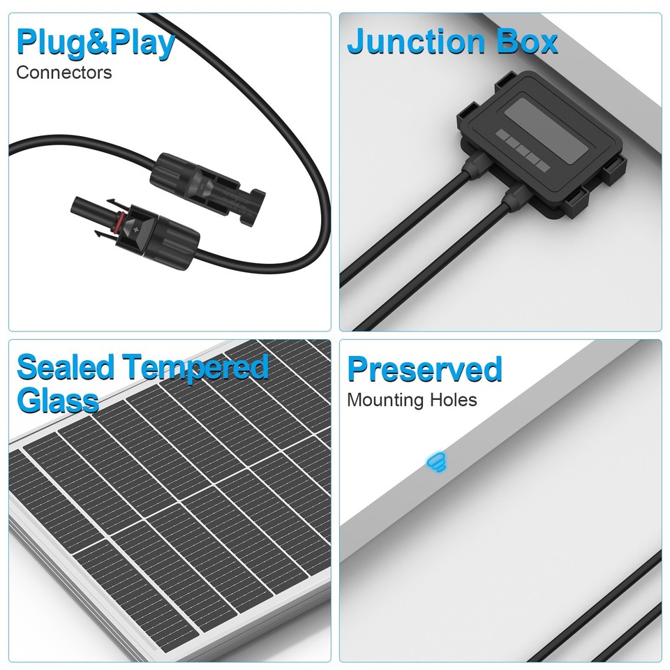 200W Solar Panel Kit 12V with Mounting Brackets Controller Caravan RV ...