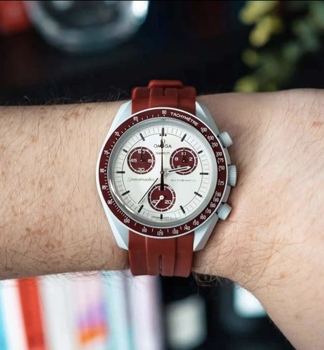 Rubber Watch Strap for Mission To Pluto Wine Red Moonswatch | eBay