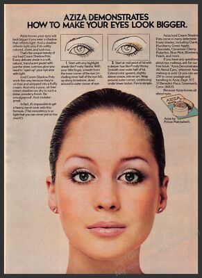 Aziza Eyes 1970s Print Advertisement 1976 Make Your Eyes Look Bigger | eBay