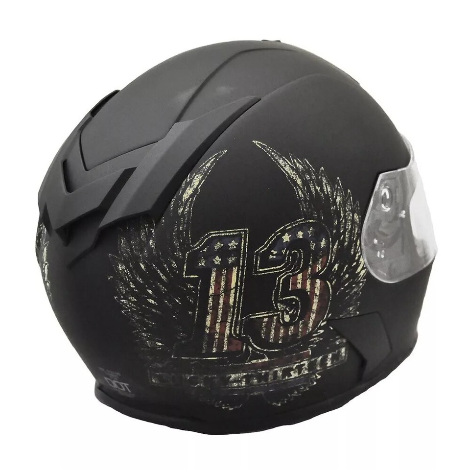 Motorcycle Bike Bluetooth Helmet Torc Mako T14B Matte Black Wings ...