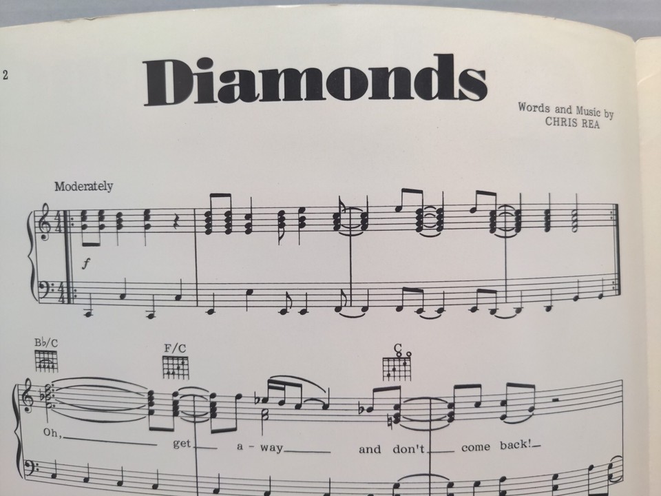 Diamonds Sheet Music Chris Rea Piano Vocals Guitar 70s Pop Rock & Roll ...