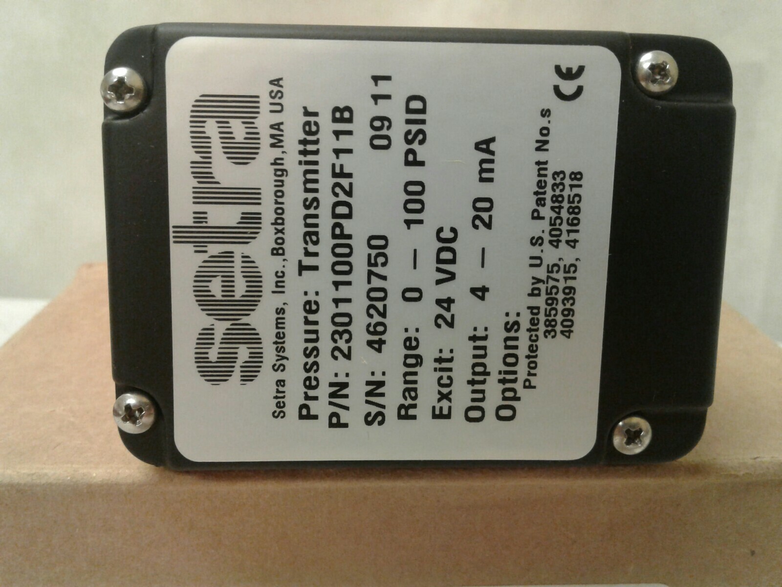 SETRA MODEL 230 PRESSURE TRANSMITTER 24VDC / 4-20MA - 2301100PD2F11B ...