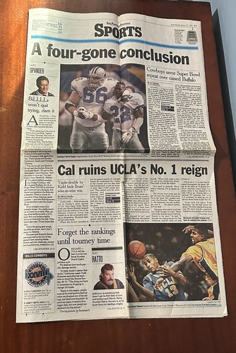 College Basketball PARTIAL Newspaper 1994 Jason Kidd CAL Bears UCLA ...