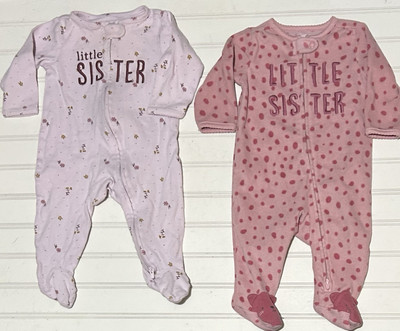 Carter’s Baby Girl Sleepers Bundle Little Sister Pink Long Sleeves 3M 6M Casual | eBay