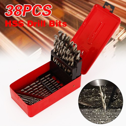 38 Pcs Metric Drill Bit Set HSS Iron Twist Steel Twist Drill Bit Full ...