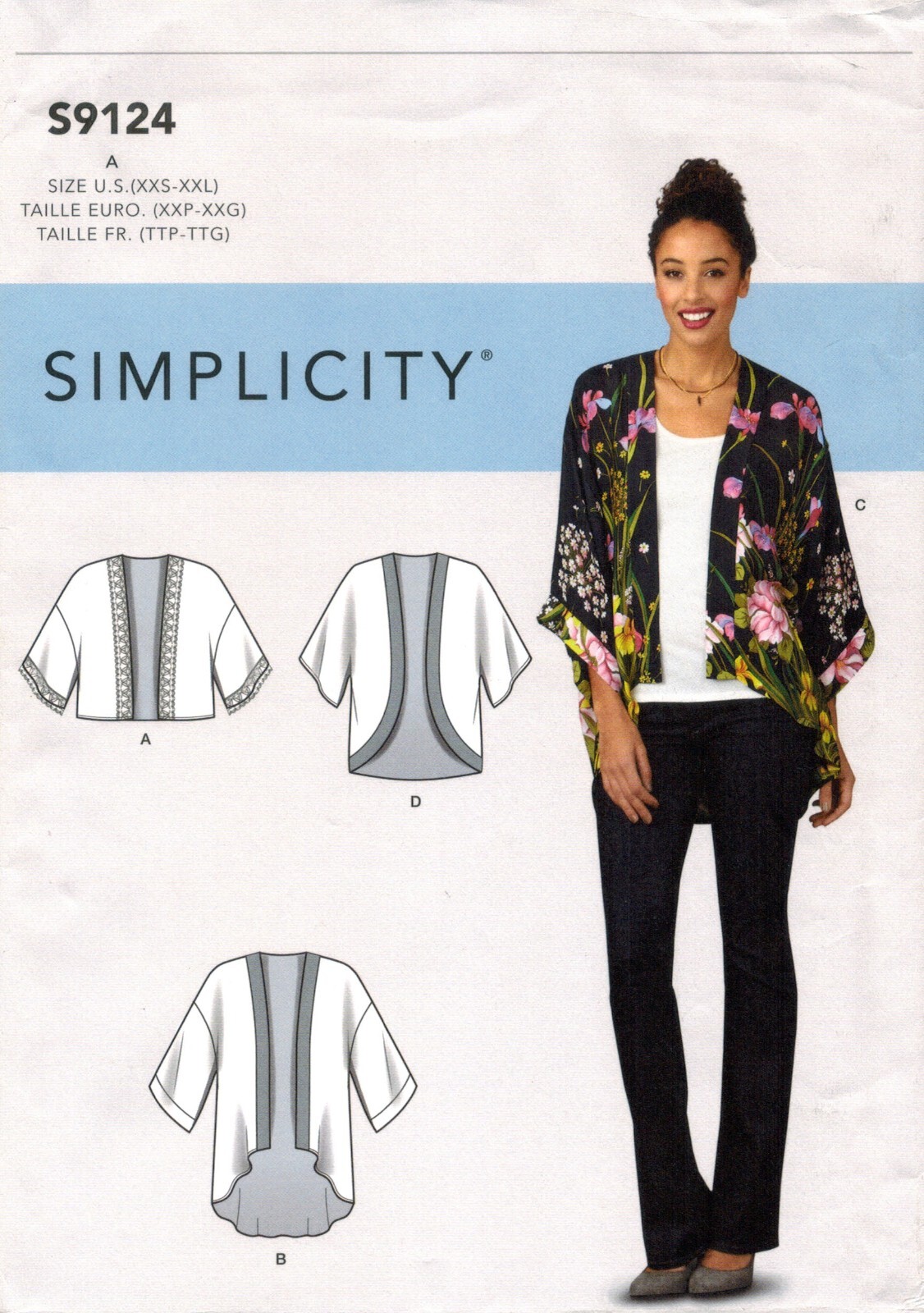 Simplicity 9124 1318 Misses Easy Kimono Jackets Cover Up Sewing Pattern ...