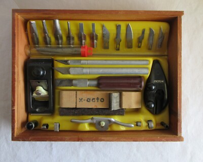 Vintage X-ACTO Deluxe Craft Tool Set / Kit plastic slide lid with ...