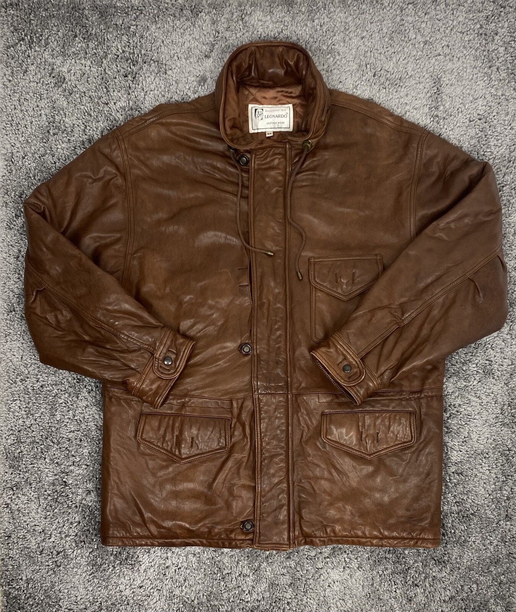 Vintage 90s rare LEONARDO Brown 54 / L Size leather jacket Vintage 90s rare LEONARDO Brown 54 / L Size leather jacket