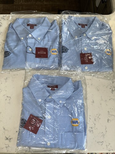 Three (3) NAPA Button Down Shirt Mens 2 L, 1 M Long Sleeve Embroidered ...