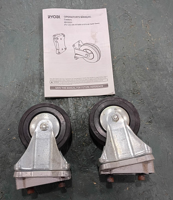 Ryobi BT3100 Table Saw Stand Caster Wheels w/ wedges also fits BT3000 w ...