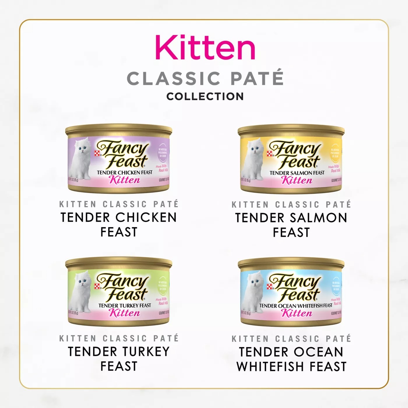 Fancy Feast® Kitten Classic Pate Wet Cat Food- Variety Pack, 3Oz, 72Ct Real Milk | eBay