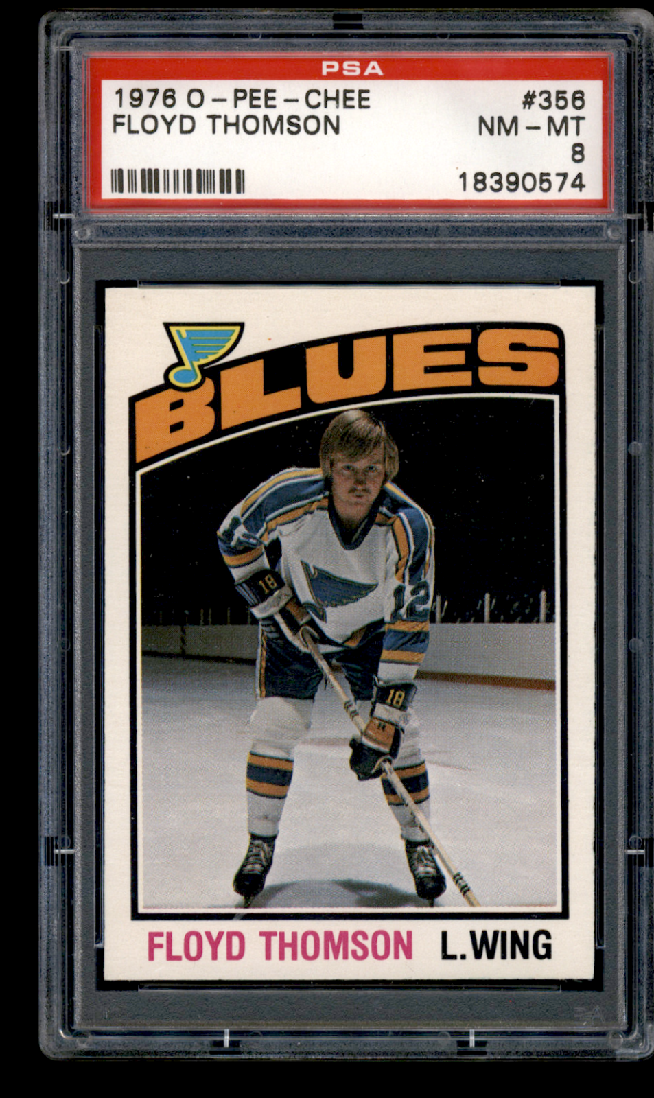 18390574 1976-77 O-PEE-CHEE #356 Floyd Thompson St. Louis Blues PSA 8 ...