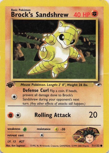 Brock's Sandshrew #71/132 - Gym Heroes - 1st Edition - Pokémon TCG - HP ...