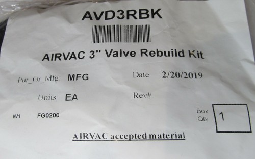 NEW AIRVAC AVD3RBK 3" VACUUM INTERFACE VALVE REBUILD/ REPAIR KIT | eBay