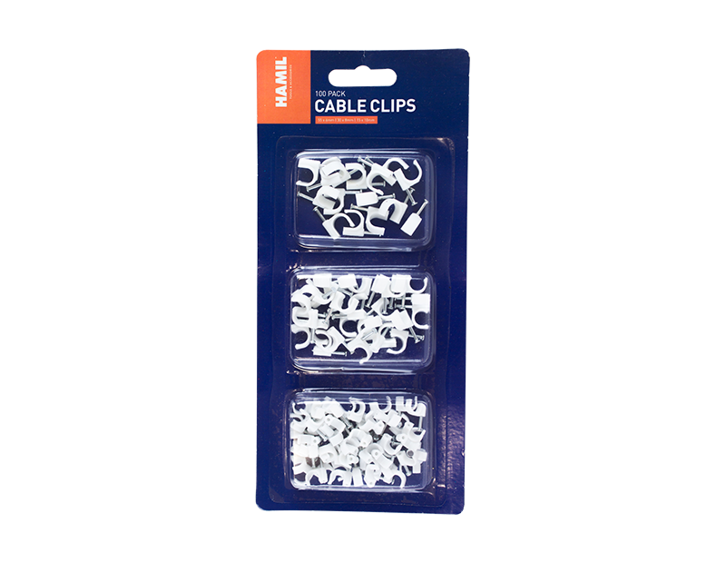 100 Cable Clip Set Wire Tidy Tacks N Shaped 6 8 10mm Skirting Clips ...
