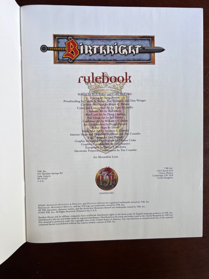 Advanced Dungeons & Dragons • Birthright Campaign Setting 3100 ...