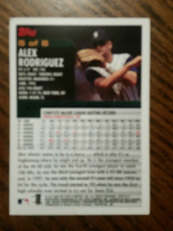 TOPPS 2000 -ALEX RODRIGUEZ -Seattle Mariners- Oversize Card #5 of 8 | eBay
