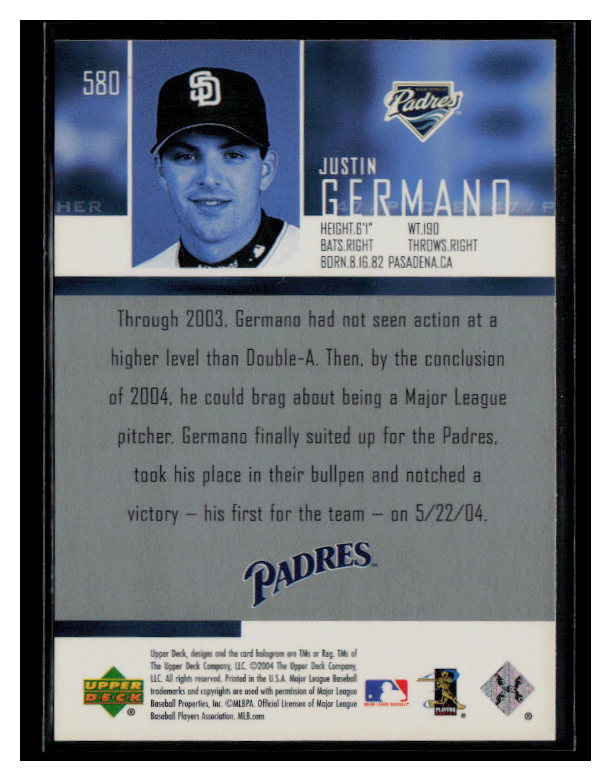 2005 Upper Deck #580 Justin Germano | eBay