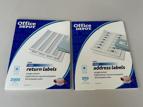 Brand New Office Depot White Inkjet Return Labels 2000 & Address Labels ...