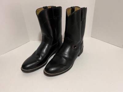 JUSTIN JB3000 MEN'S BASICS ROPER WESTERN BLACK BOOTS MEDIUM ROUND TOE ...