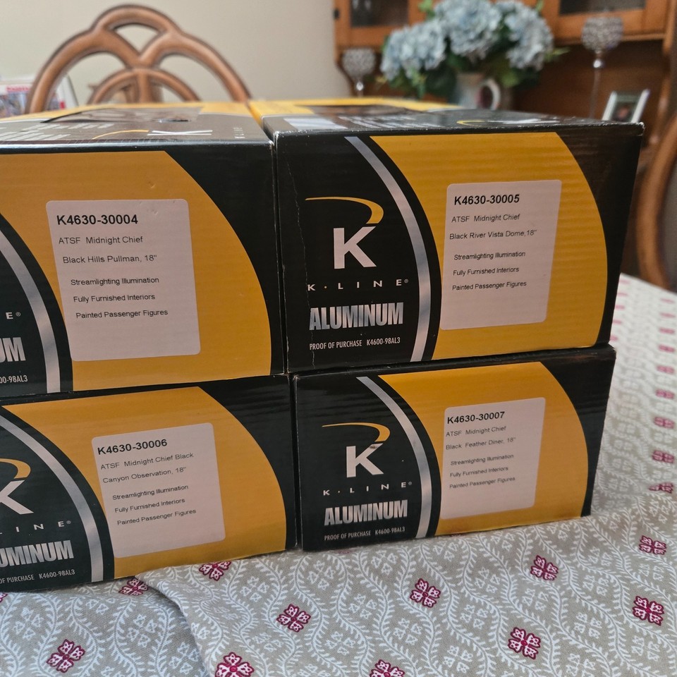 K-Line Midnight Chief ATSF Alum Passenger Set 4-PAC 18” K4630L-30004, 5 ...