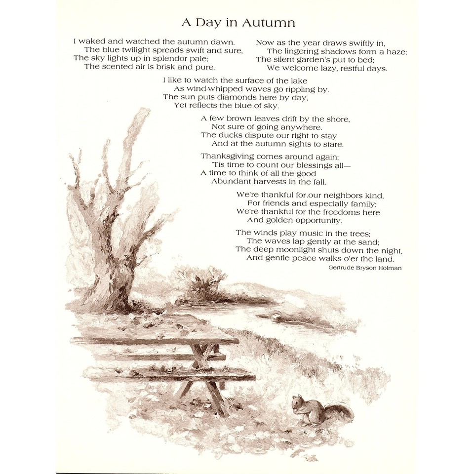 A Day in Autumn Gertrude Bryson Holman 1970s Poem Retro Kitsch Wall Art ...