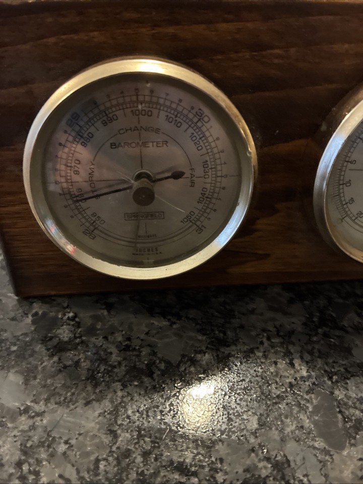 SPRINGFIELD Weather Station Thermometer and Barometer Vintage | eBay