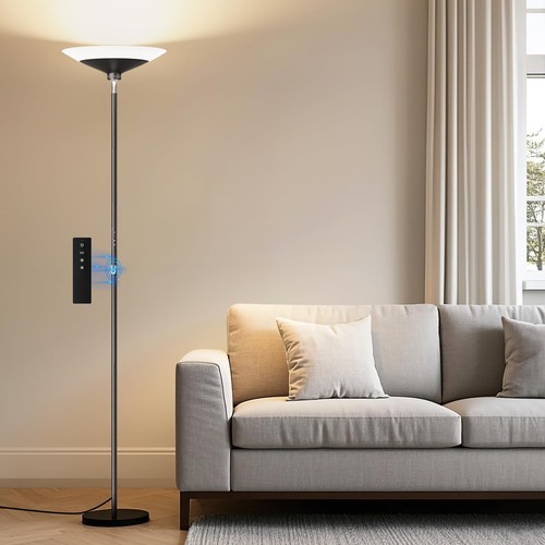 Torchiere Floor Lamp - 72" Tall LED Standing Lamp with Remote/Button ...